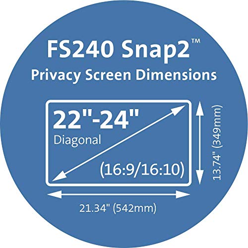 Kensington FS240 Snap2 Privacy Screen for 22-Inch to 24-Inch Widescreen 16:10 and 16:9 Monitors (K55315WW),Black