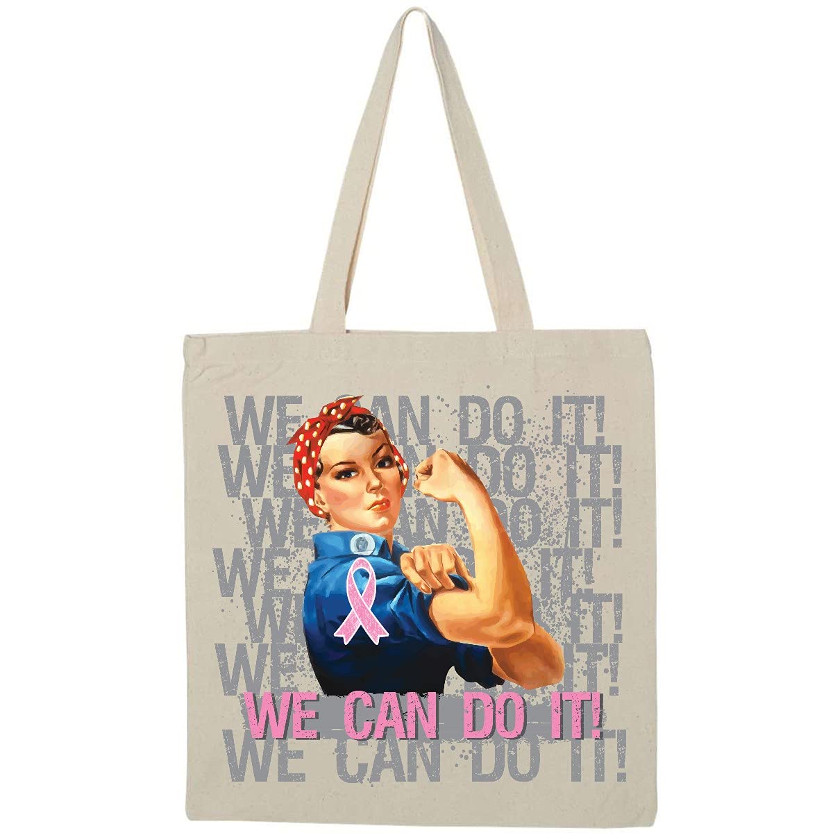 inktastic Breast Cancer Rosie WE CAN DO IT Tote Bag Natural 1d41e