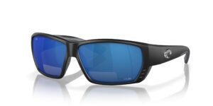 costa del mar man sunglasses matte black frame blue mirror lenses - 62mm