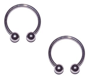 painful pleasures 2x pieces 12 gauge 12g 316l stainless steel circular barbell horseshoe septum nipple ring earring piercing body jewelry inch set of 2 (12g-3/4 diameter-6mm ball)