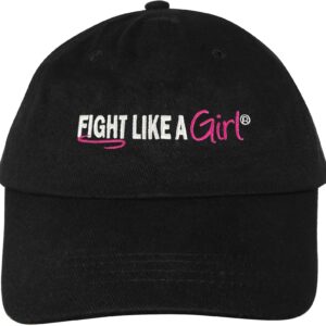 Fight Like a Girl Breast Cancer Embroidered Cap,Black,One Size