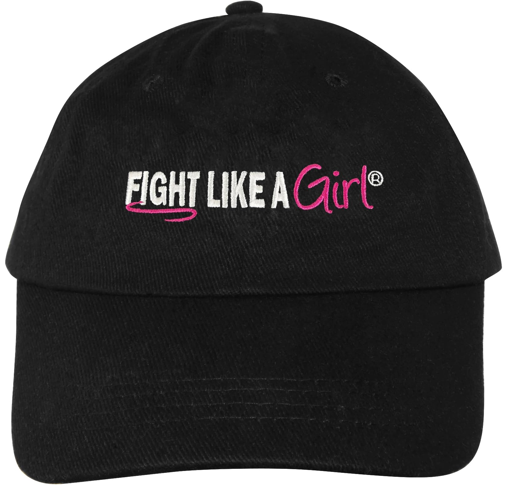 Fight Like a Girl Breast Cancer Embroidered Cap,Black,One Size