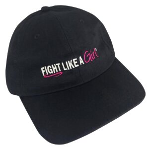 Fight Like a Girl Breast Cancer Embroidered Cap,Black,One Size