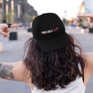 Fight Like a Girl Breast Cancer Embroidered Cap,Black,One Size