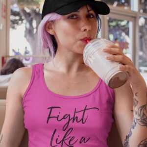 Fight Like a Girl Breast Cancer Embroidered Cap,Black,One Size