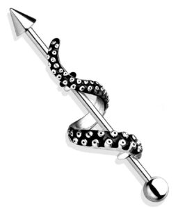 industrial bar tentacle wrapped 316l surgical steel industrial barbell