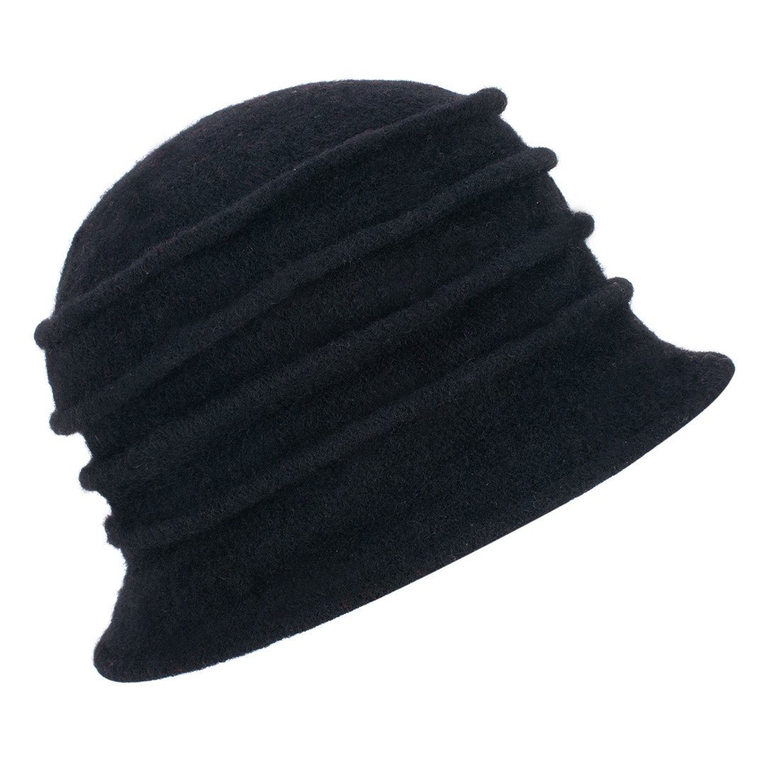 1920s Gatsby Womens Flower Wool Warm Beanie Bow Hat Cap Crushable A287 (Black)