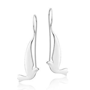 aeravida elegant love and peace inspired dove birds .925 sterling silver fishhook dangle earrings