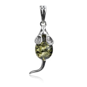 ian and valeri co. green amber sterling silver mouse pendant