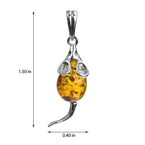 Ian and Valeri Co. Amber Sterling Silver Mouse Pendant