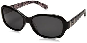 kate spade new york women's cheyenne rectangular sunglasses, black & gray polarized, 55 mm