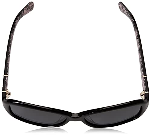 Kate Spade New York Women's Cheyenne Rectangular Sunglasses, Black & Gray Polarized, 55 mm