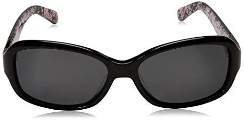 Kate Spade New York Women's Cheyenne Rectangular Sunglasses, Black & Gray Polarized, 55 mm