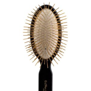 chris christensen 35mm pin dog brush, gold series, groom like a professional, gold-plated stainless steel pins, perfect for fragile coats, 30% more pins, ground and polished tips