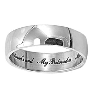 1000 jewels beloved: 6mm classic love engraved song of solomon wedding band ring 316 steel, 3238 sz 7.0