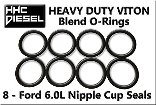 HHC Diesel ~ FORD 6.0L LeakProof Nipple Cups/Ball Tube Kit! Includes 8-LeakProof Nipple Cups and 8-Heavy Duty Viton Seals ~ F60L-8NIPPLE