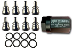 hhc diesel - ford 6.0l leakproof nipple cup master kit - everything you need to rebuild your oil rail with tool & ball tubes (8: nipples, 8: seals & tool) f60l-nipplekit