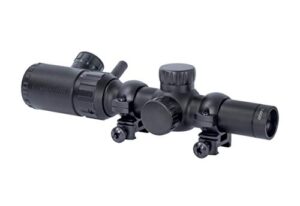 monstrum 1-4x20 rifle scope with rangefinder reticle and medium profile scope rings | black