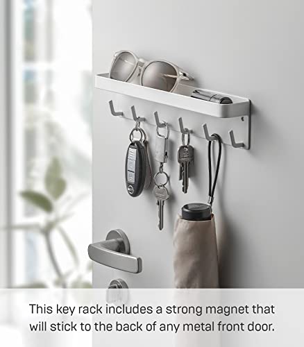 Yamazaki Home Magnetic Key Rack with Tray Steel One Size White