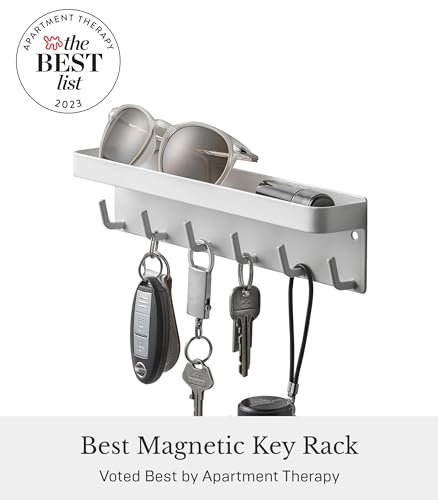 Yamazaki Home Magnetic Key Rack with Tray Steel One Size White