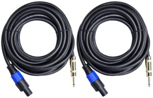 ignite pro 2x speakon to 1/4" 25 ft. true 12 gauge wire awg dj/pro audio speaker cable, pair