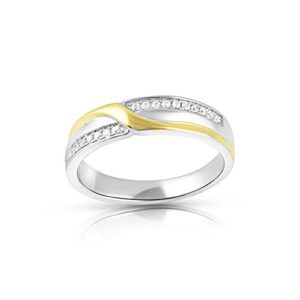 silvercloseout two tone sterling silver cz twist ring - size 5