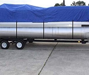 Vortex Direct Royal Blue 24' Ultra Pontoon/Deck Boat Cover, Elastic, Strap System, Fits 22'1" to 24' Long Deck Area, Up to 102" Beam