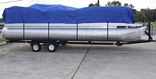 Vortex Direct Royal Blue 24' Ultra Pontoon/Deck Boat Cover, Elastic, Strap System, Fits 22'1" to 24' Long Deck Area, Up to 102" Beam