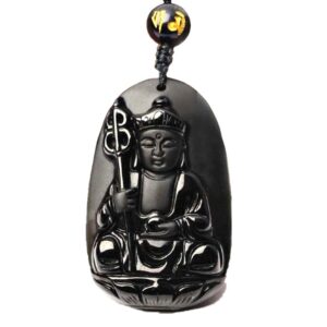 ksitigarbha natural obsidian amulet pendants