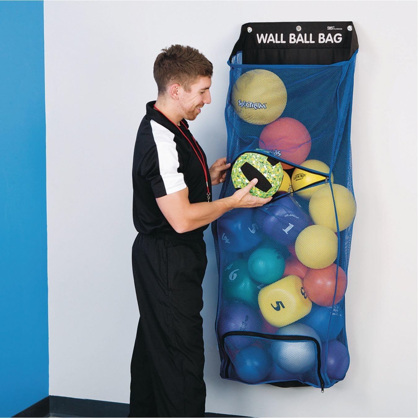 S&S Worldwide Easy Access Zippered Wall Ball Storage Bag, 56” x 21” x 11”. Convenient Ball Storage Solution for Garage/Home.