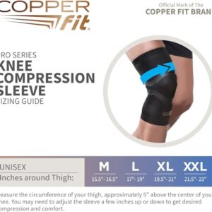 Copper Fit Pro Series Compression Knee Sleeve, Black with Copper Trim, Large, Packaging may Vary