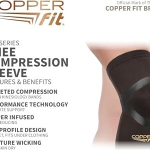 Copper Fit Pro Series Compression Knee Sleeve, Black with Copper Trim, Large, Packaging may Vary