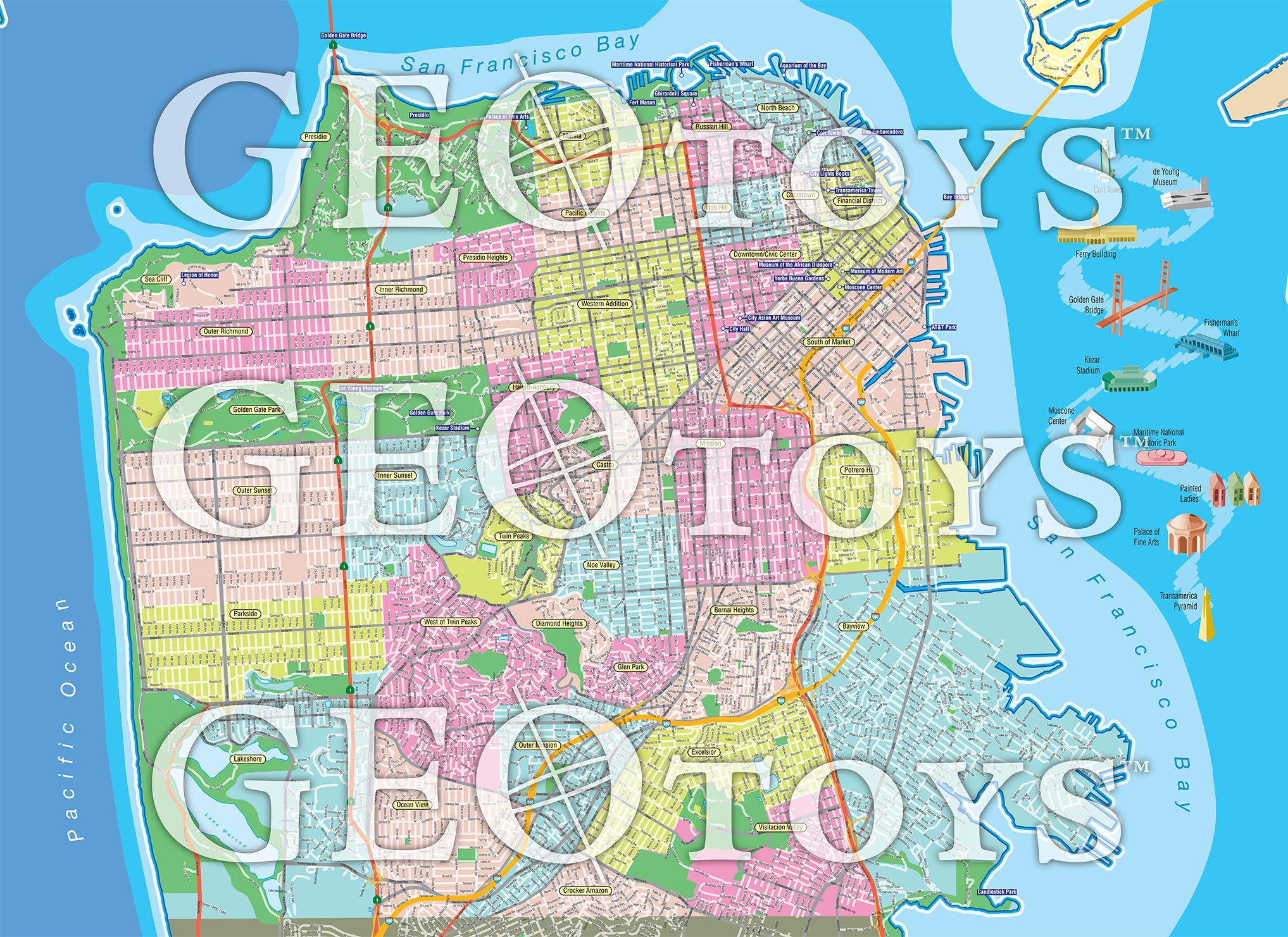 GeoToys Metropuzzle, San Francisco Jigsaw Puzzles 1000 Pieces, Detailed City Map Geography Puzzle, Challenging Adult Puzzle, Fun Puzzles for Adults, Family Puzzles, US City Map Poster Included