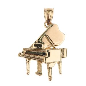 solid 14k yellow gold music charm grand piano pendant