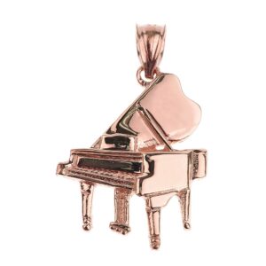 solid 14k rose gold music charm grand piano pendant