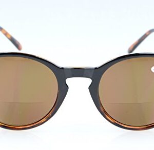 Eyekepper Key Hole Style Spring-Hinged Round Bifocal Sunglasses Sunshine Readers Black-Tortoise +2.0