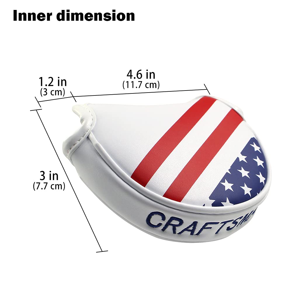 Craftsman Golf Stars and Stripes USA Mid Mallet Putter Cover Headcover Magnetic(for a Heel/Offset-shafted putter)