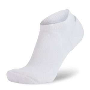 pure athlete merino wool socks - low show cushioned athletic padded running sock (white, medium)