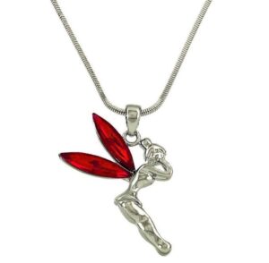 dianal boutique adorable tinkerbell fairy pendant necklace red crystal wings