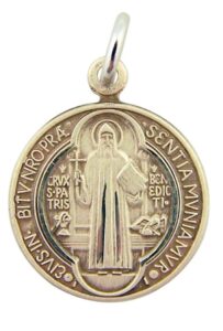 sterling silver catholic saint benedict protection against evil medal, 3/4 inch