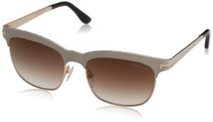 tom ford elena sunglasses ft0437 25f, ivory/gold frame, brown gradient lens, 54