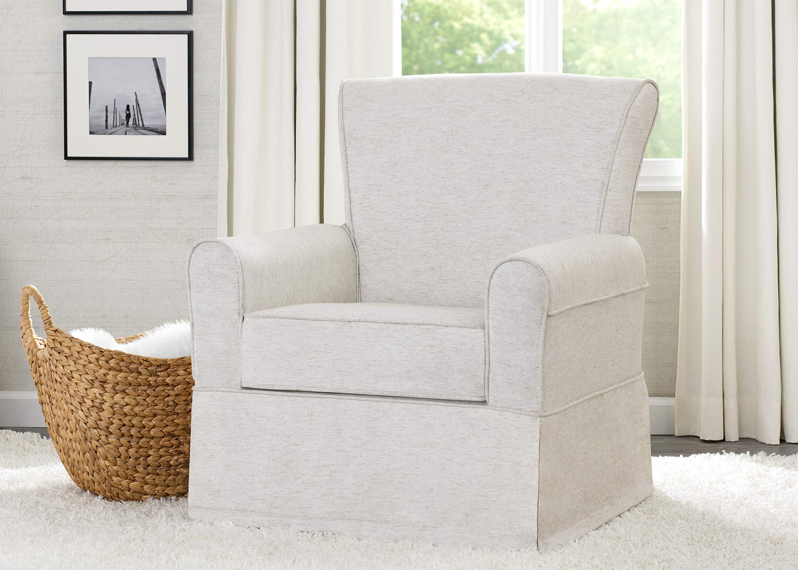 Delta Children Upholstered Glider Swivel Rocker Chair, Sand