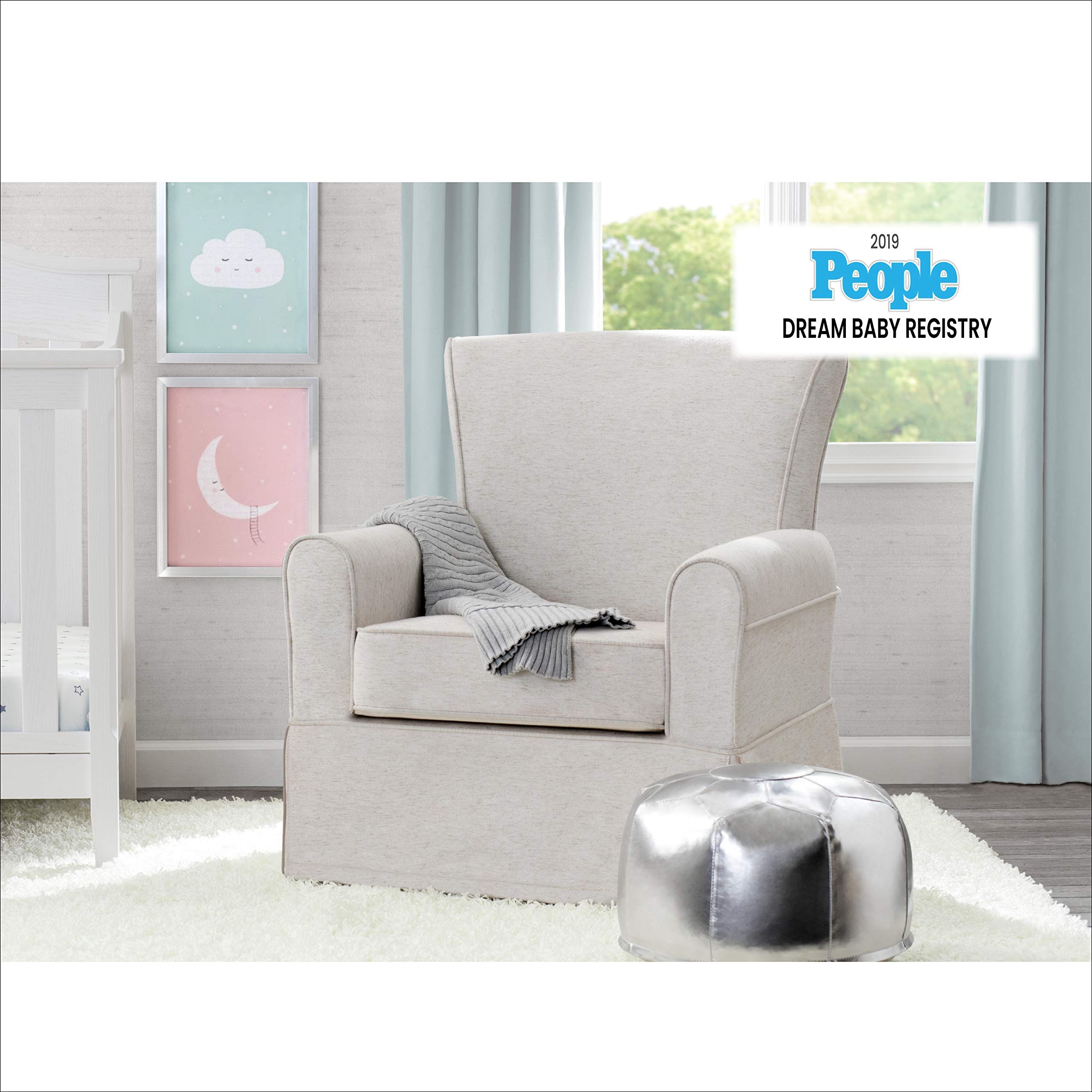 Delta Children Upholstered Glider Swivel Rocker Chair, Sand