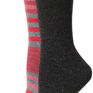 Columbia Women's 2 Pack Moisture Control Crew Socks, Charcoal/Grey, Shoe Size 4-10