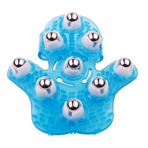 boseen handheld massage ball for muscle back neck joint foot shoulder leg pain relief - palm shaped massage tool with roller balls, portable design, blue