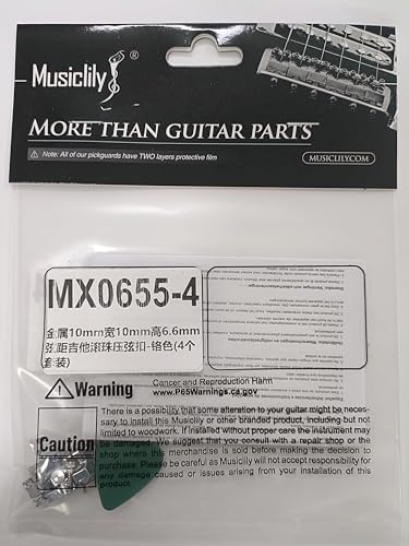 Musiclily Vintage Roller Guitar String Tree Guides Retainer for Fender Strat Stratocaster Tele Telecaster Electric Guitar, Chrome(Pack of 4)