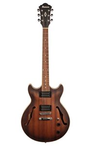 ibanez artcore 6 string semi-hollow-body electric guitar, right, tobacco flat (am53tf)