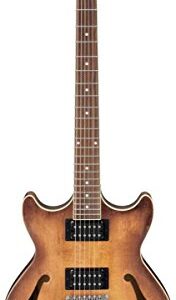 Ibanez Artcore 6 String Semi-Hollow-Body Electric Guitar, Right, Tobacco Flat (AM53TF)