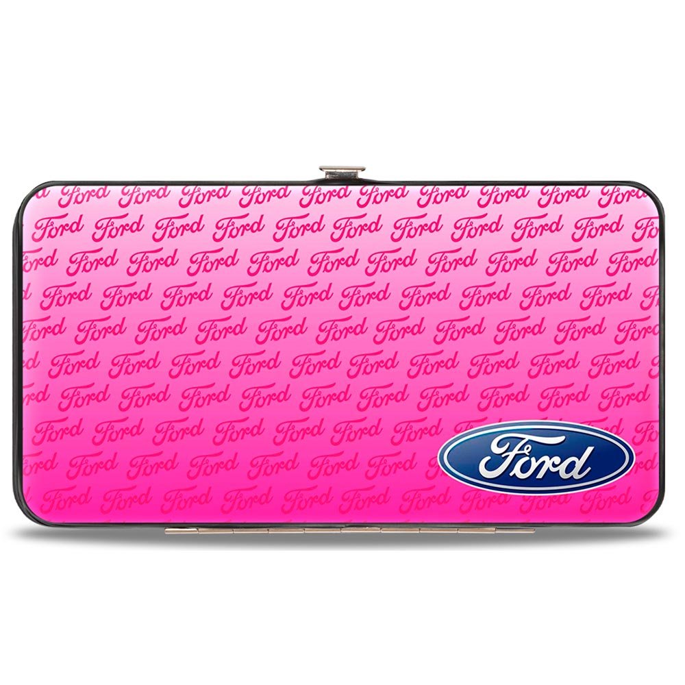 Buckle-Down unisex adults Buckle-down Hinge - Ford Oval W/Text Pink Repeat Wallet, Multicolor, 7 x 4 US