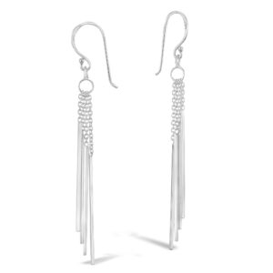 aeravida trendy stranded stick drop sterling silver dangle earring, 4x65mm